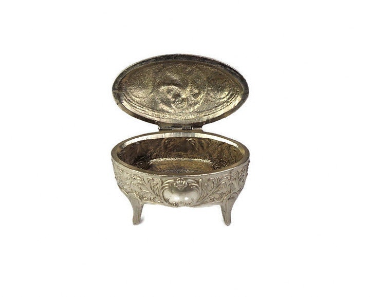 Antique Embossed Jewelry Box Vintage Metal Jewelry Box - Etsy