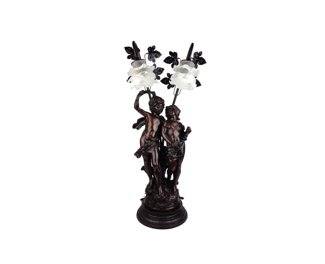 Antique Table Lamp, Statue Table Lamp, Auguste Moreau Table Lamp, Young ...