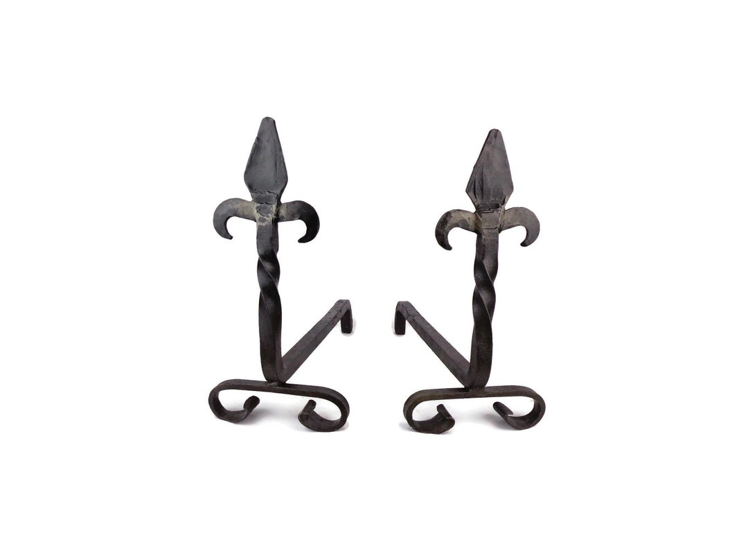 Antique Fireplace Andirons, Fireplace Decor, French Iron Andirons ...