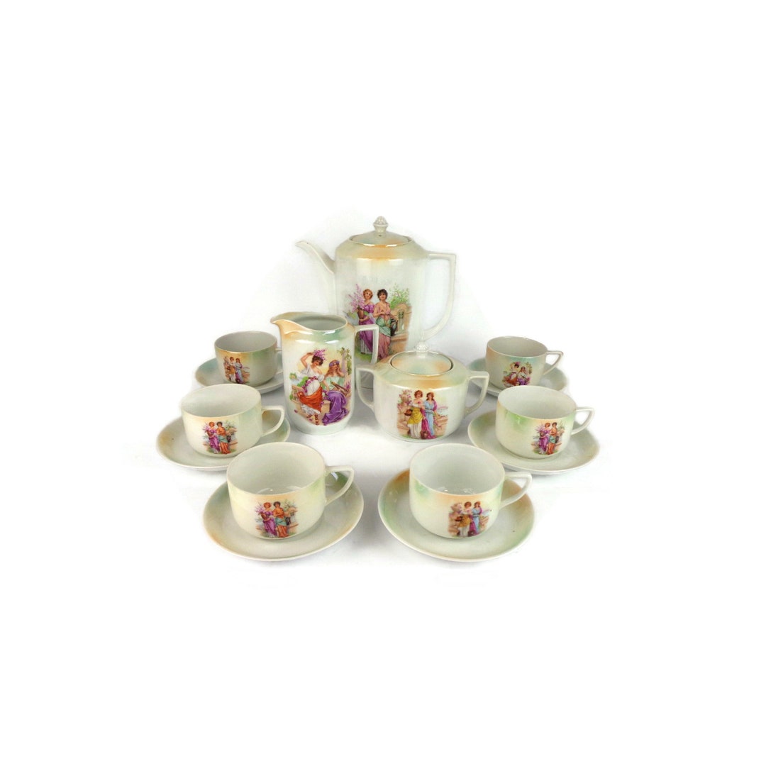 Vintage Porcelain Tea Cooffee Set, Coffee Tea Dining Set Victoria ...