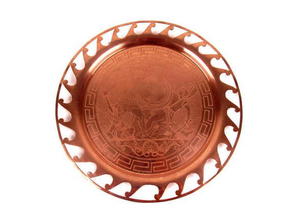 Antique Greek Copper Wall Hanging Plate Vintage Large Copper | Etsy