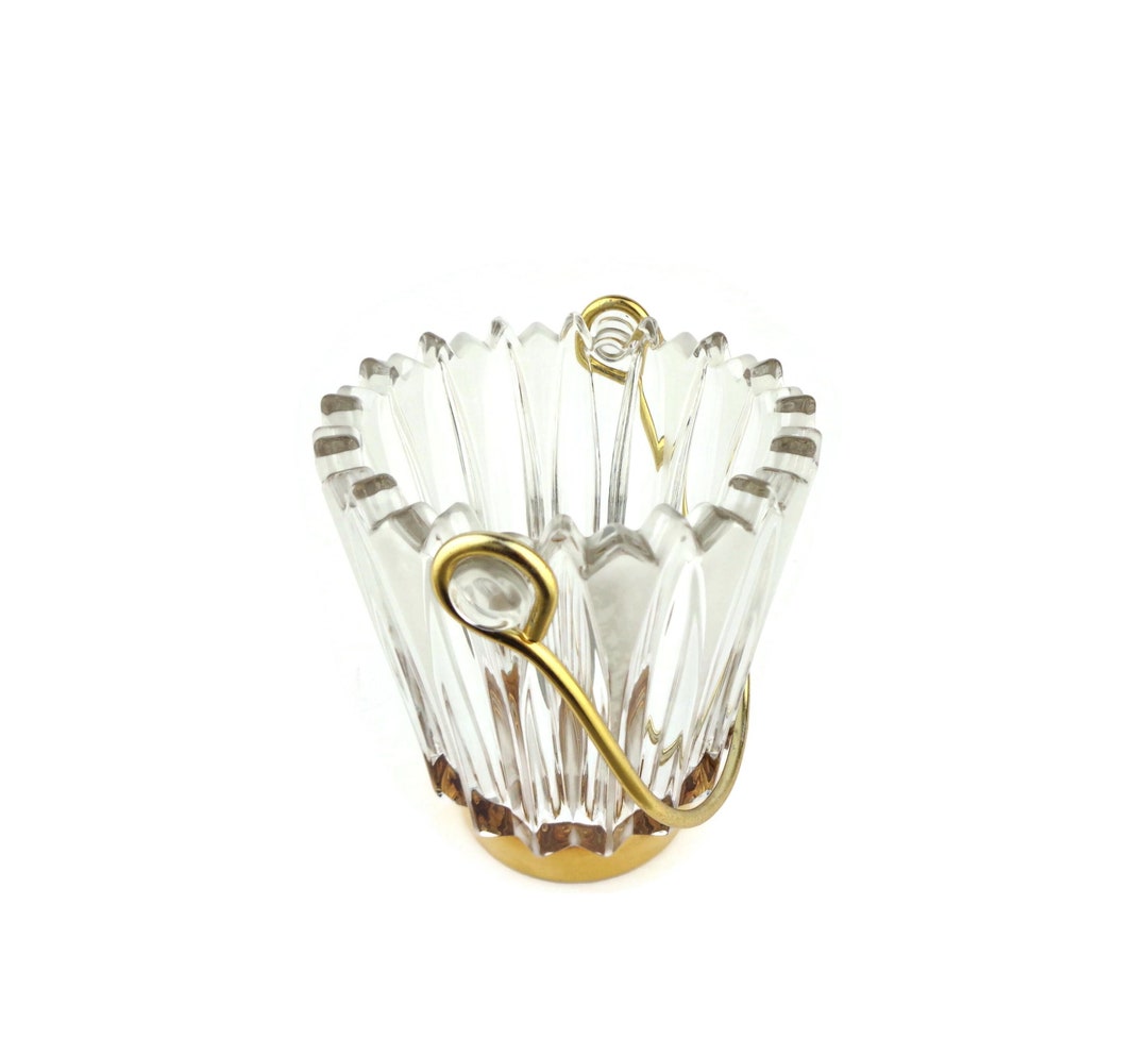 Vintage Glass And Brass Ice Bucket Etsy