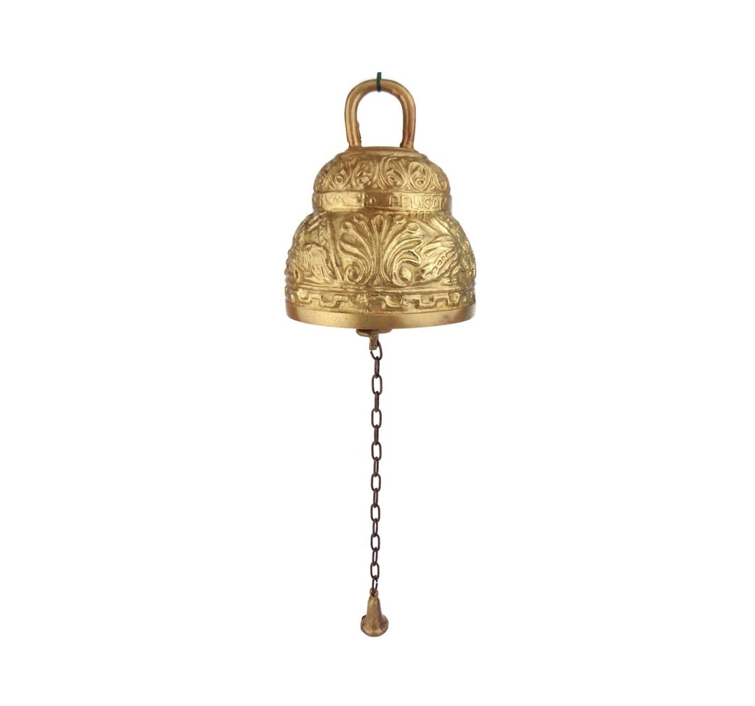 Antique Brass Bell, Large Brass Bell, Brass Temple Bell, Vintage Door ...