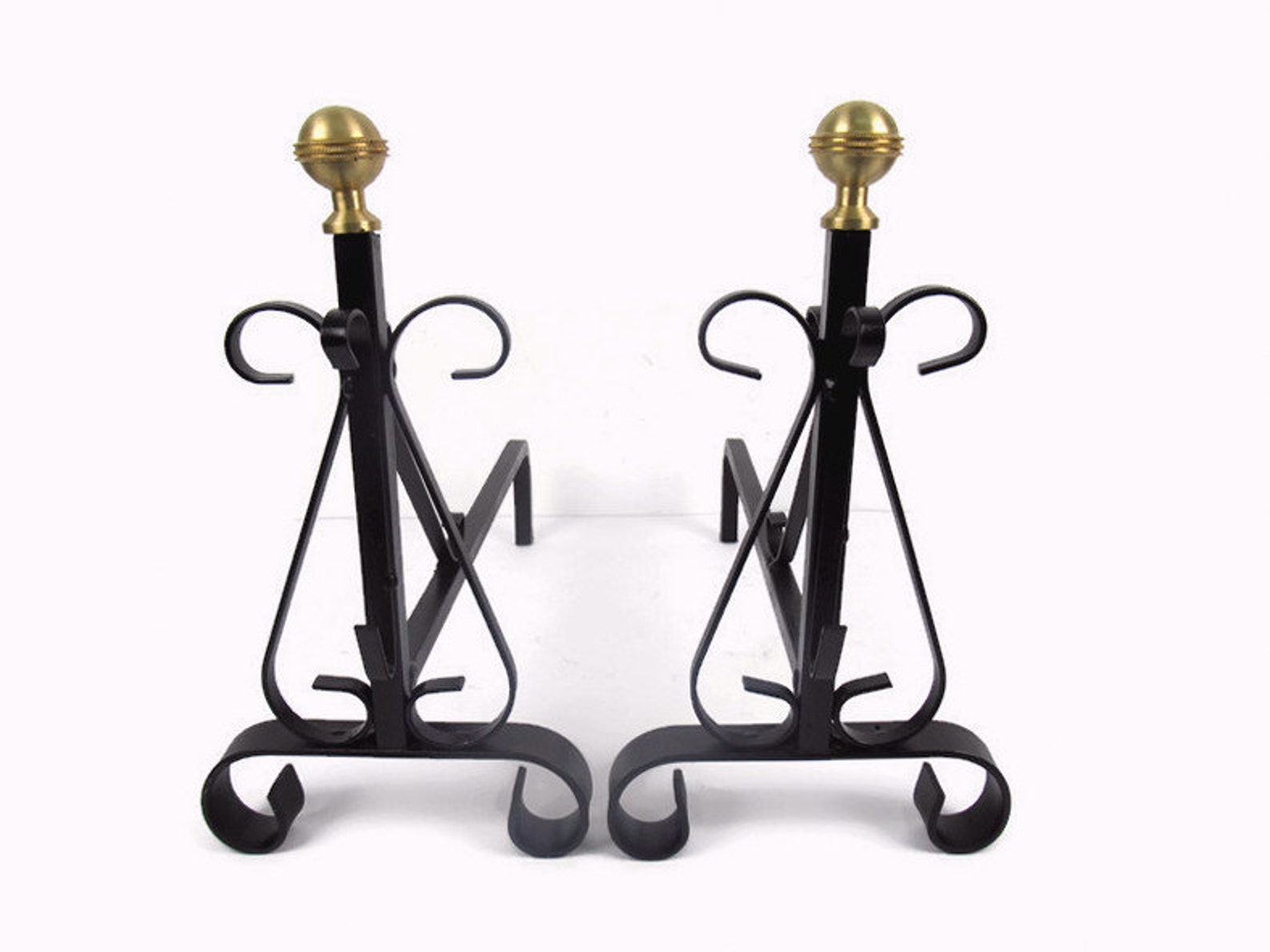 Antique French Fireplace Andirons, Fireplace Decor, Vintage Wrought ...