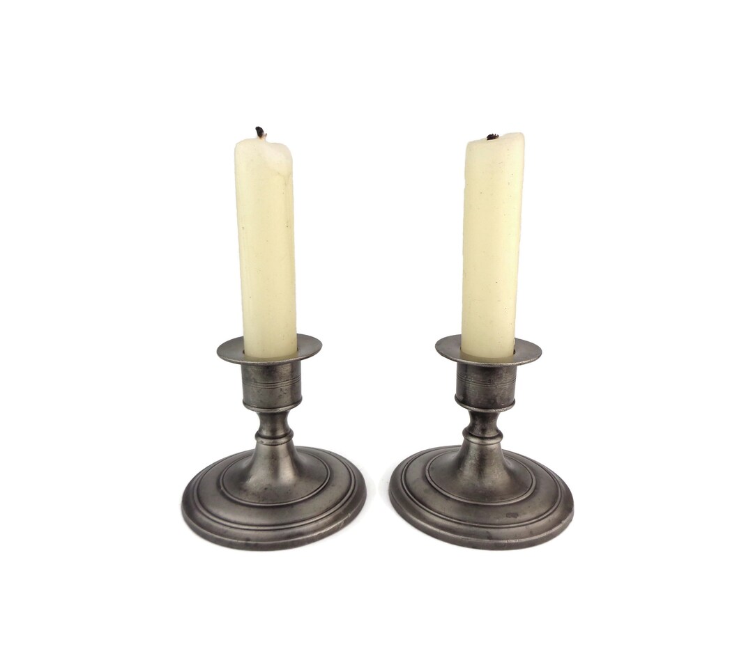 Antique Etain Candle Holder Set, French Etain Candlesticks, Candle ...