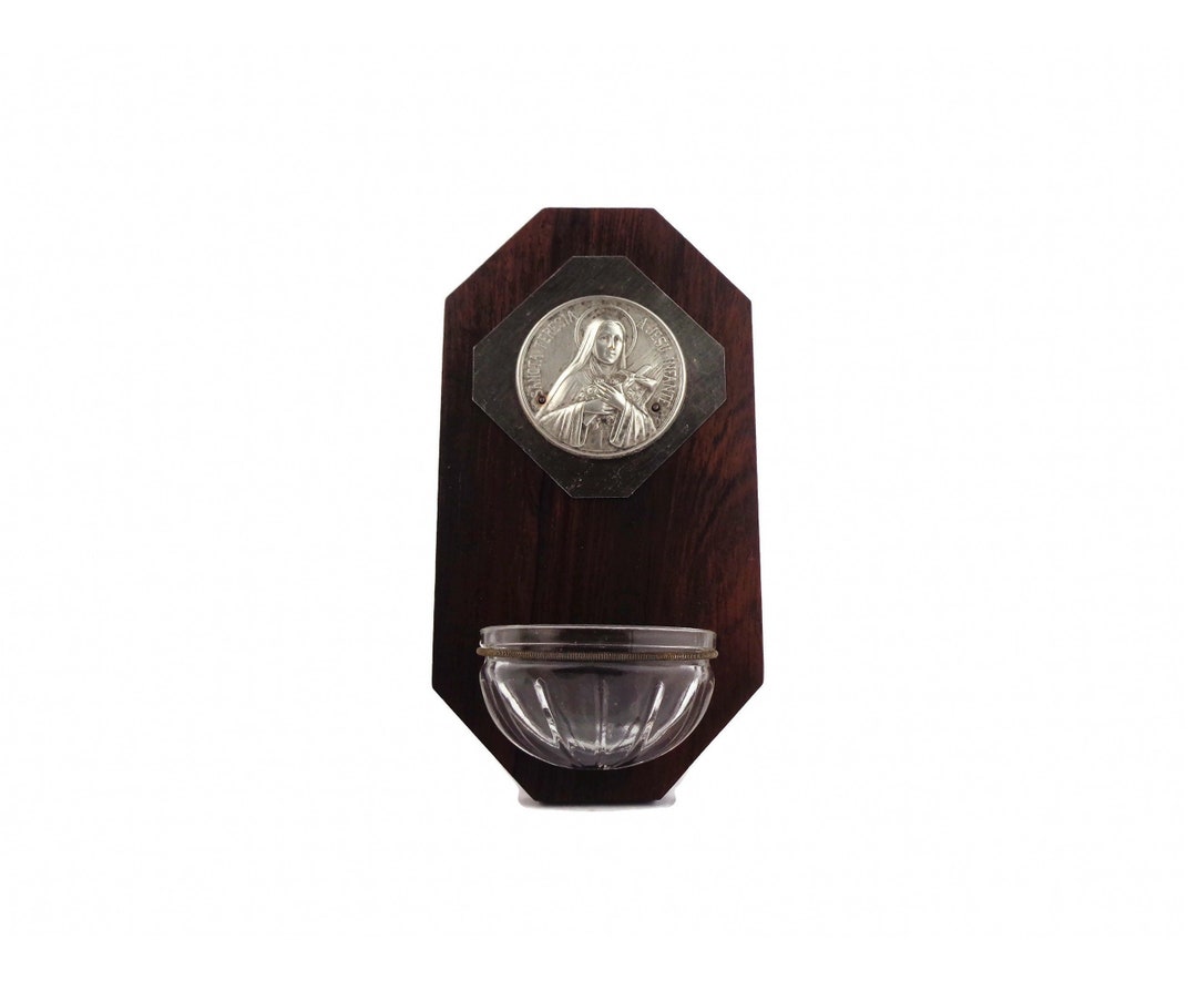 Antique Holy Water Font, Saint Teresa Baby Jesus Holy Water Font, Wall ...