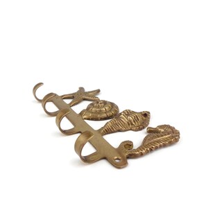 Wall Key Holder, Vintage Wall Key Display, Brass Key Rack, 4 Hooks Key ...