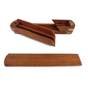 Vintage Storage Box With Brass Decoration, Wooden Incense Stick Holder ...