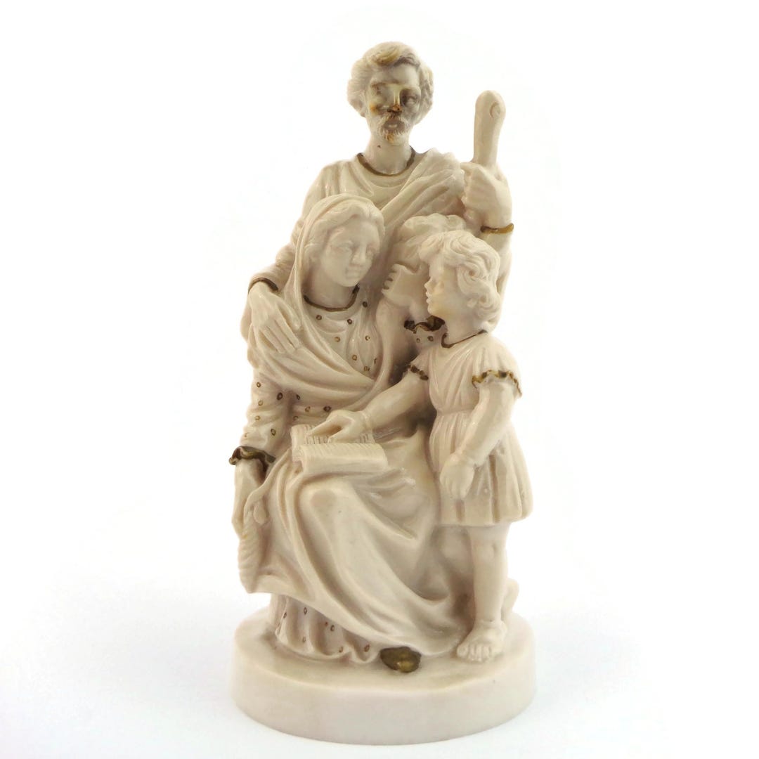 Vintage Cast Resin Statue of "the Holy Family" Joseph Mary and Jesus L ...