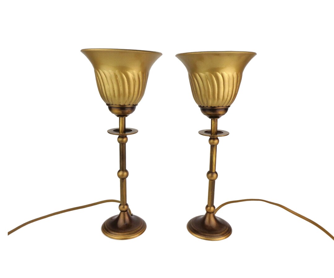 Antique Table Lamps Set, Vintage Brass Table Lamps Set, Mid Century ...