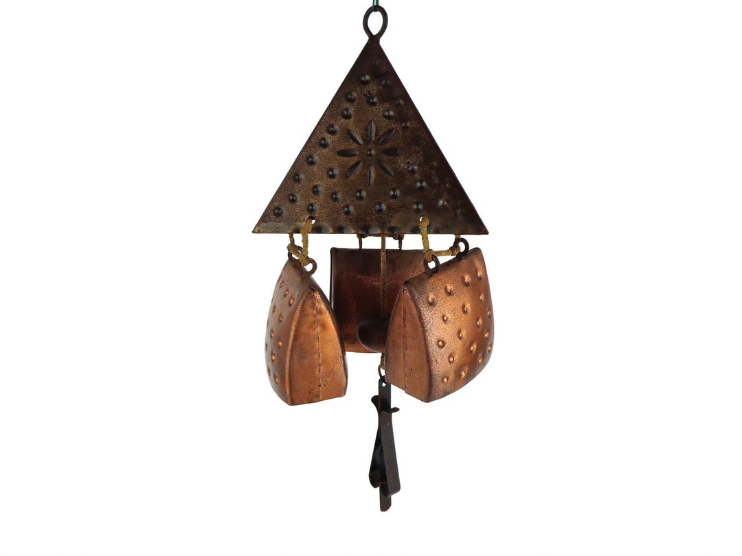 Antique Copper Door Bells Set, Vintage Copper Door Knocker, Vintage Copper Bells Set Wit Metal ...