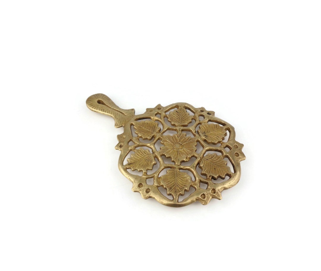 Antique Hot Pot Stand, Brass Hot Pot Holder, Vintage Hot Pot Stand ...