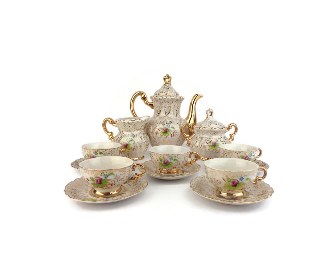 Vintage Porcelain Tea Coffee Set, Gold Porcelain Tea Coffee Set - Etsy