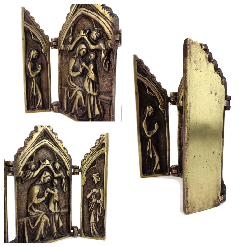 Virgin Mary and Jesus Child Bronze Religious Triptych, Religious ...