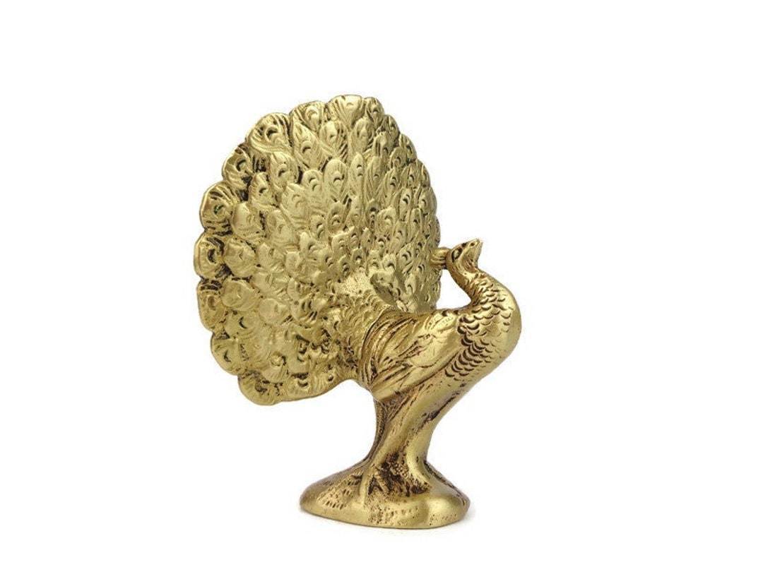 Vintage Brass Peacock Figurine, Antique Peacock Sculpture, Brass ...