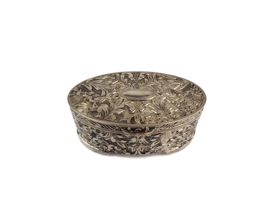 Antique Embossed Jewelry Box, Vintage Metal Jewelry Box - Etsy