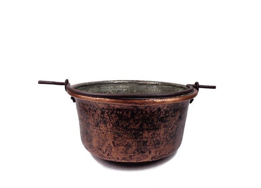 Antique Copper Cauldron, Firewood Storage Cauldron, Fireplace Decor ...