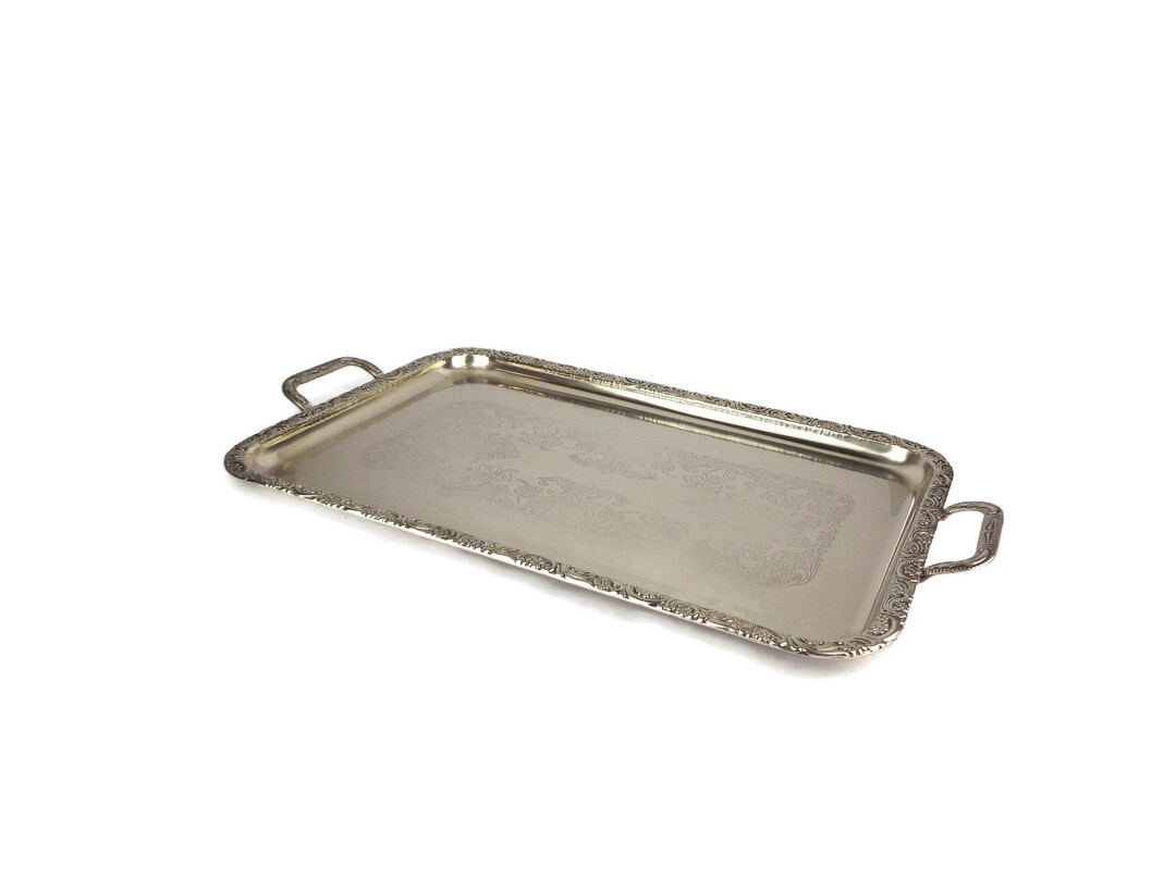 Antique Silver Plated Tray, Silver Plated Dining Tray, Large Silver ...