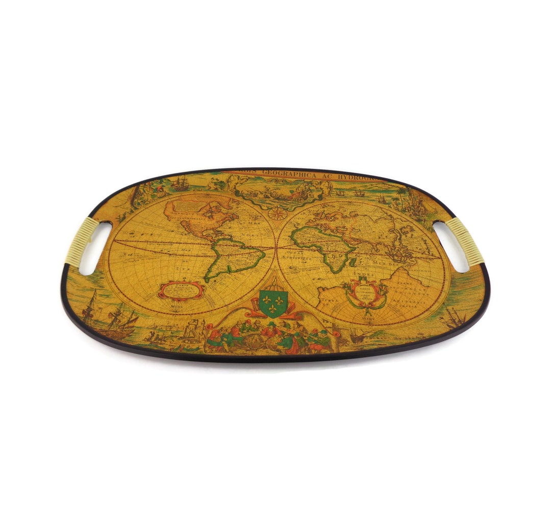 Vintage World Map Tray - Etsy