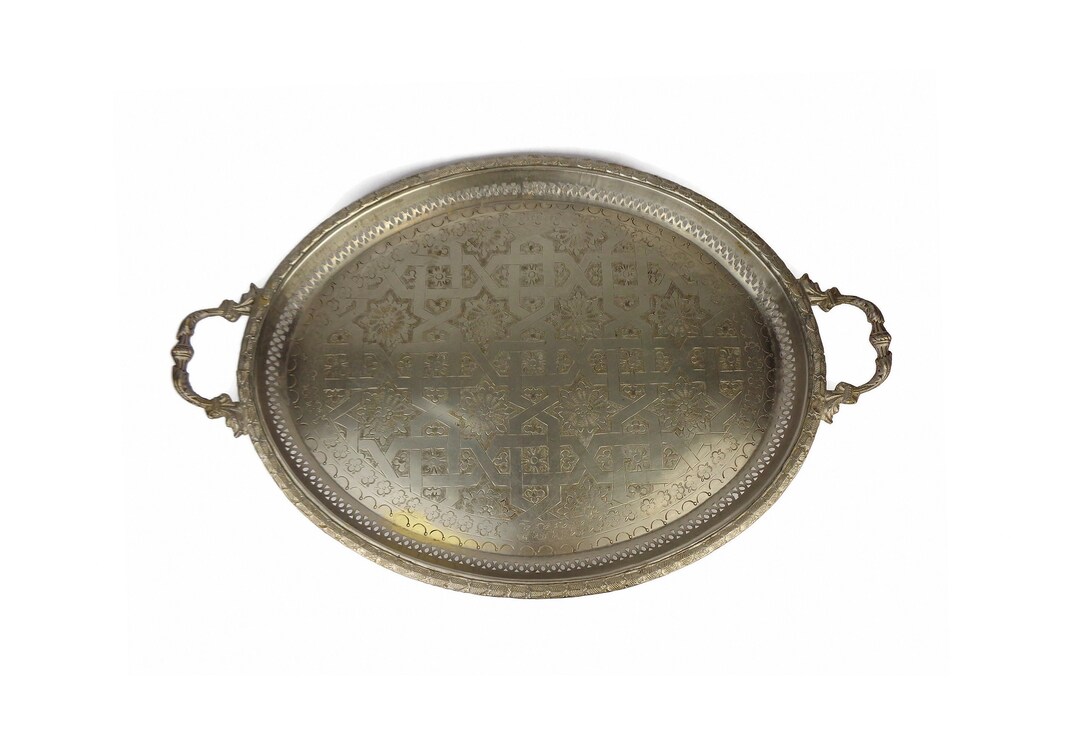 Antique Large Tray, Moroccan Tray, Handmade Tray Morocco, Moroccan Oval ...
