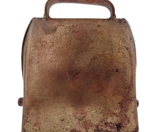 Rare Antique Swiss Made Cast Bronze Cow Bell With Crucifix, Animals and ...