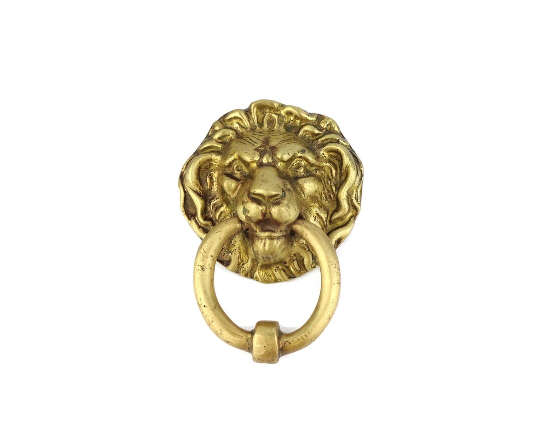 Antique Brass Lion Head Door Knocker, 20th Century Brass Door Knocker ...