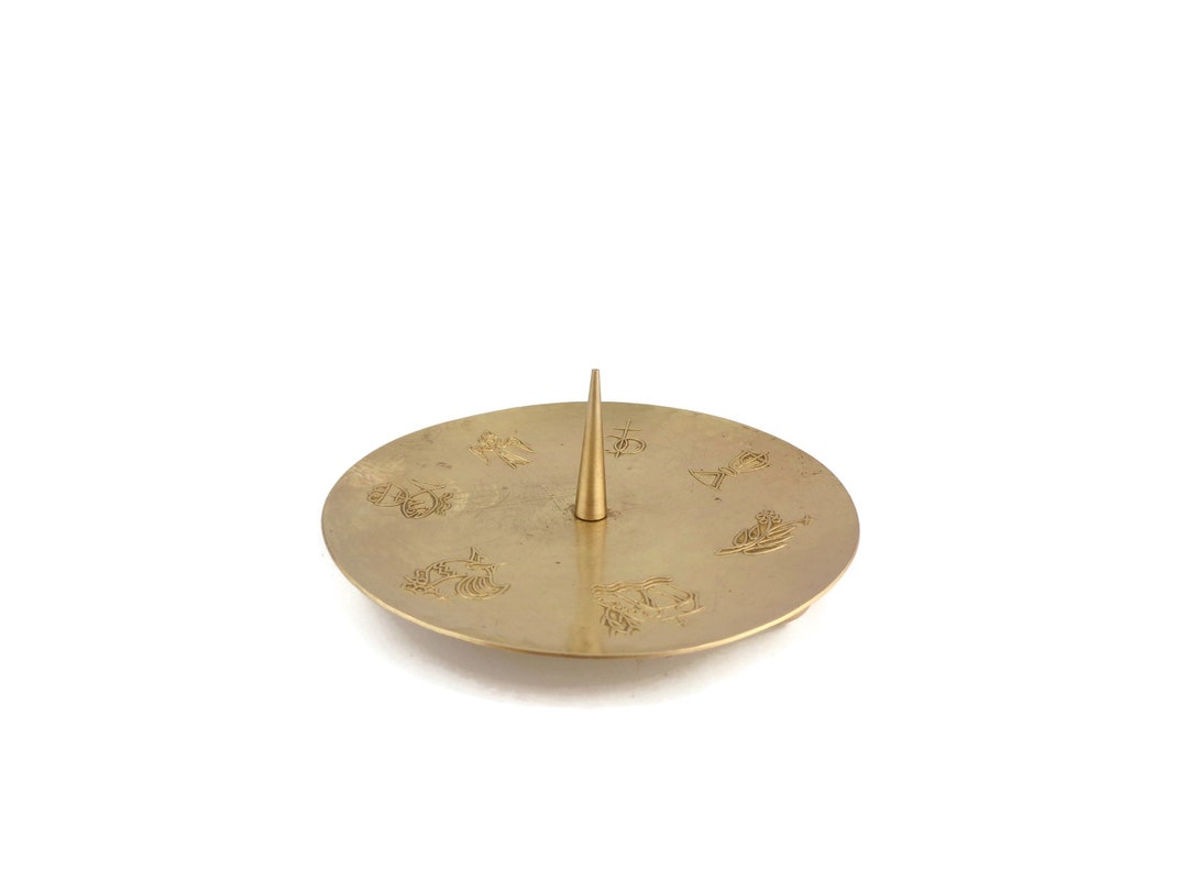 Antique Brass Candle Holder, Vintage Brass Candlestick, Christian ...