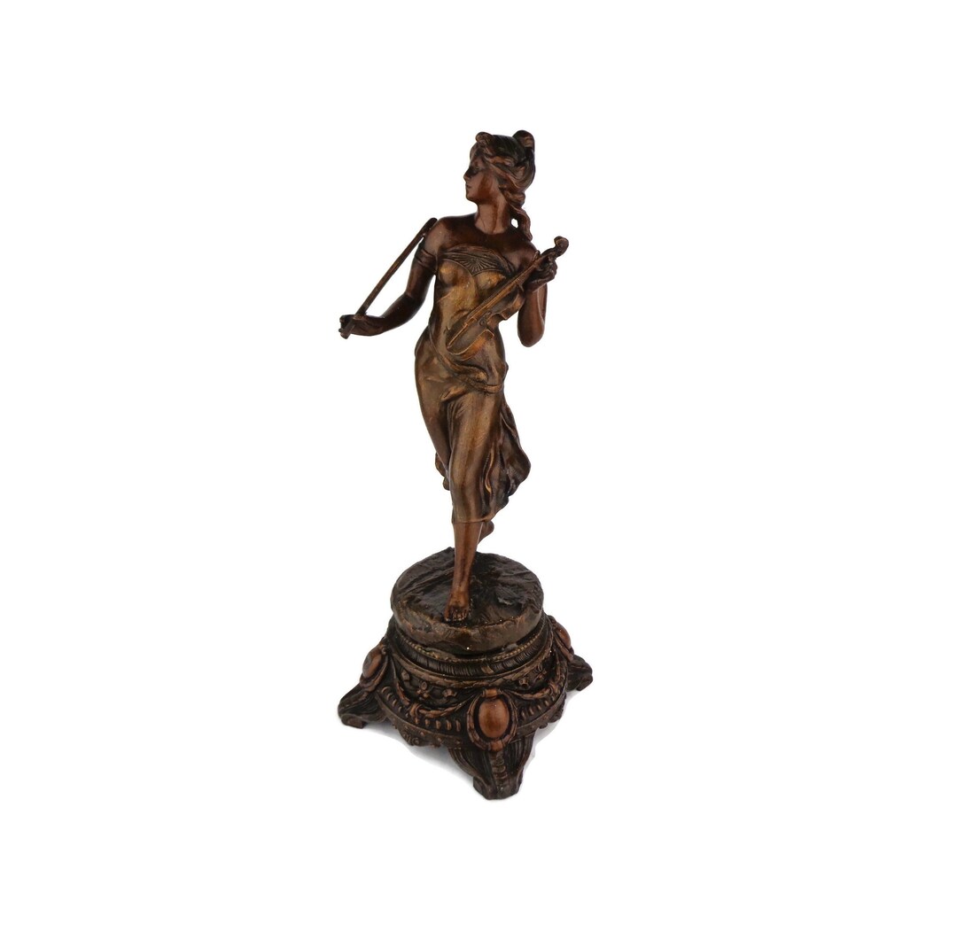Antique Woman With Violin Statue, Violinist Woman Statue - Etsy