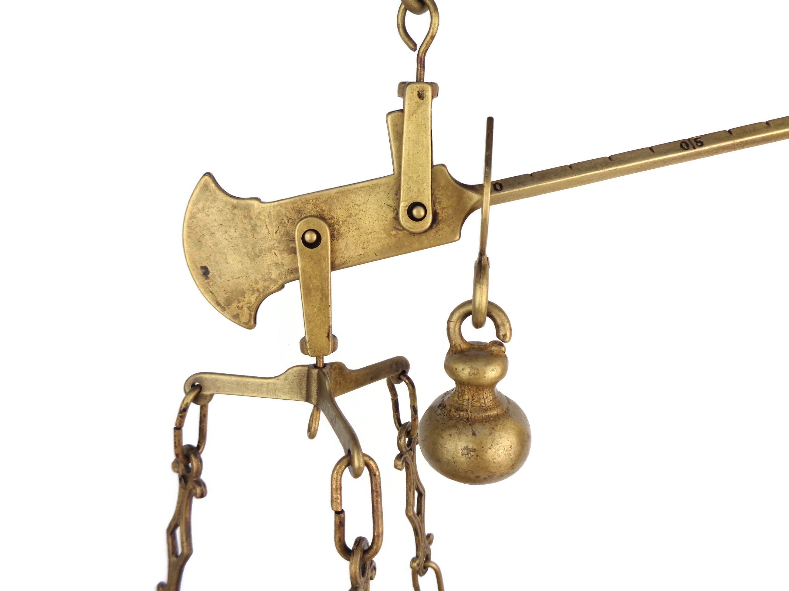 Antique Brass Balance Scale, Vintage Hanging Balance Scale With Counter ...