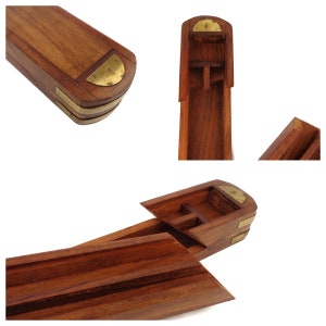 Vintage Storage Box With Brass Decoration, Wooden Incense Stick Holder ...