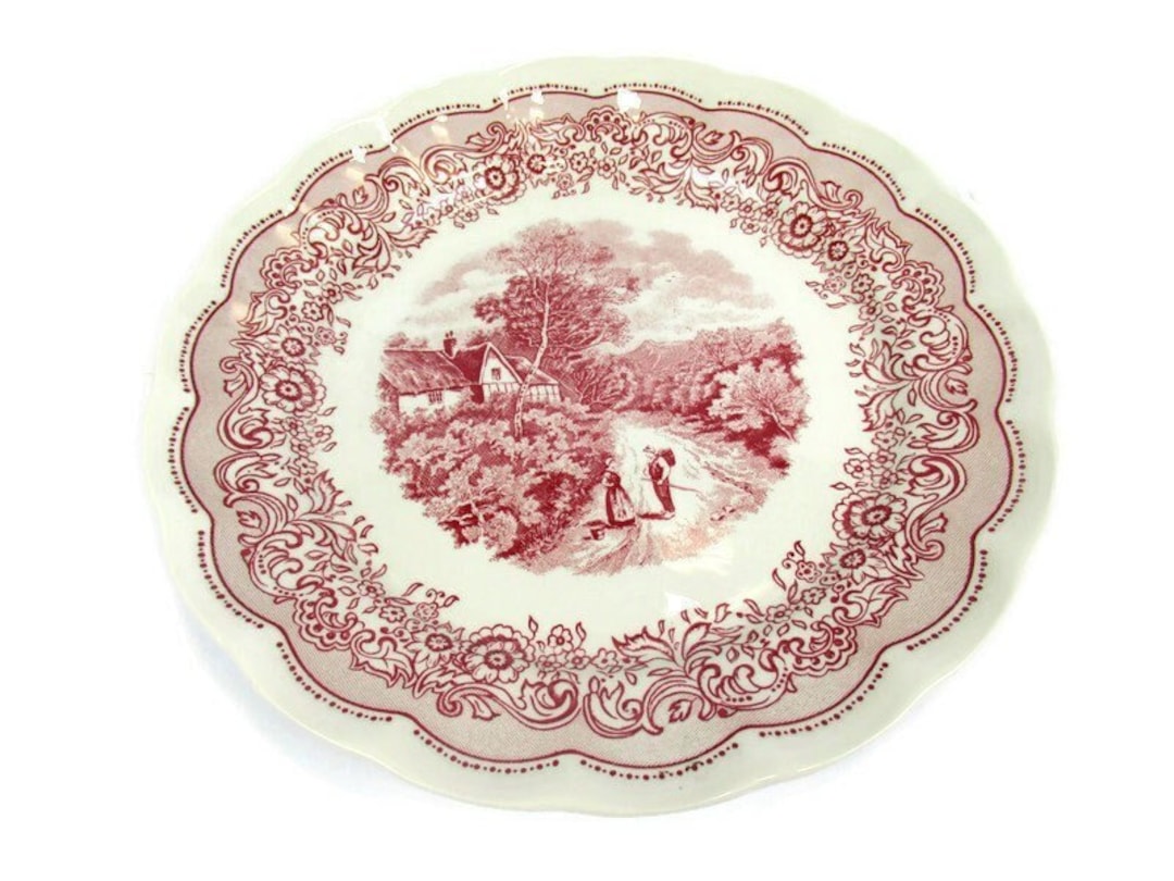 Vintage Italian Ceramic Plate, Hand Painted Red Ceramic Wall Plate ...