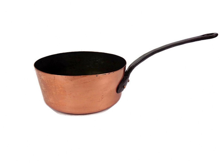 French Large Copper Saucepan, Vintage Copper Pan With Iron Handle ...