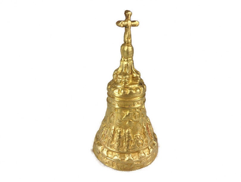 Antique Cast Brass Temple Bell Solid Brass Hand Bell With - Etsy