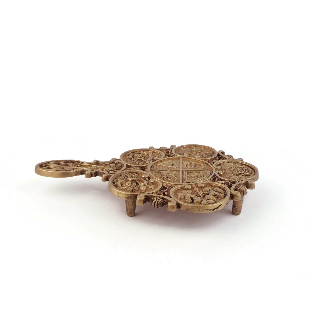 Antique Hot Pot Stand, Brass Hot Pot Holder, Vintage Hot Pot Stand ...