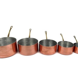 Vintage Copper Saucepan Set of 5, Copper Pan Set With Aluminium Inside ...
