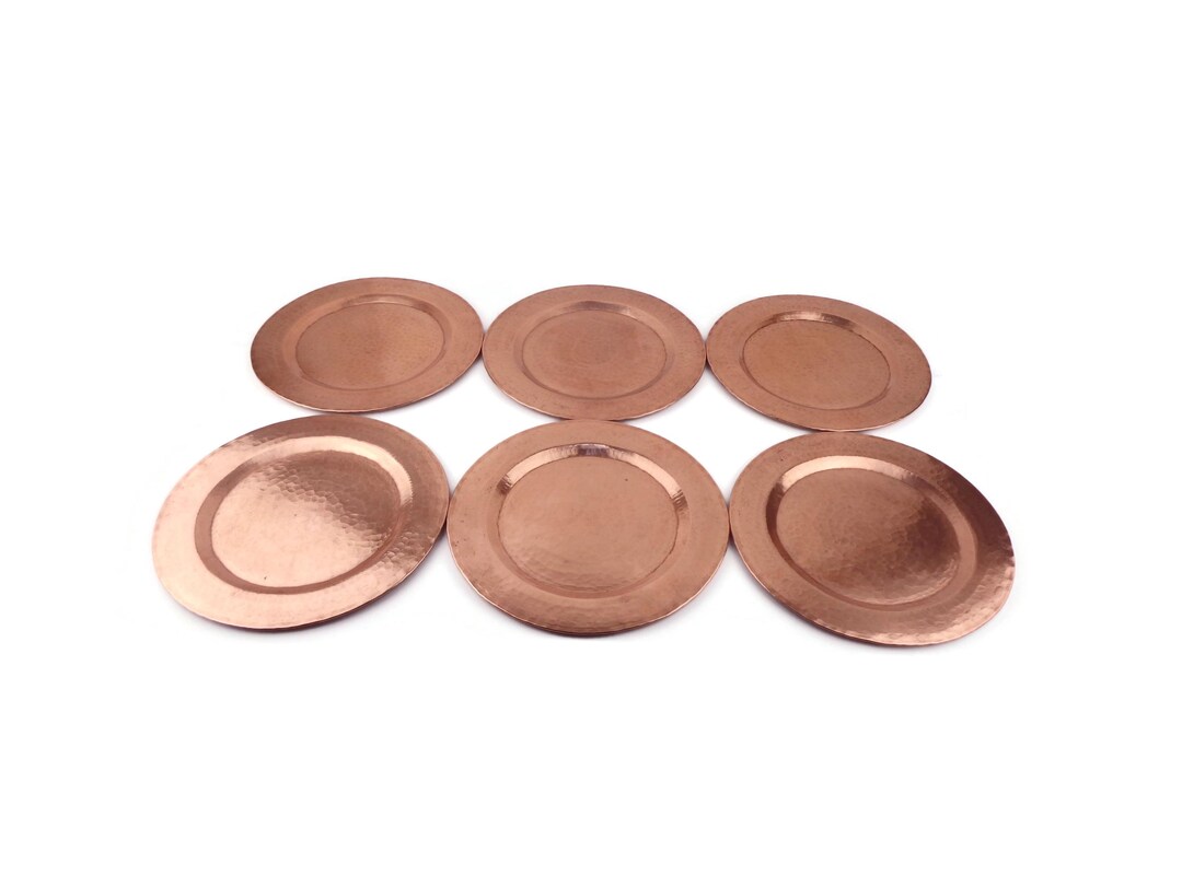 Vintage Copper Plates Set of 6, Handmade Copper Plates Set - Etsy