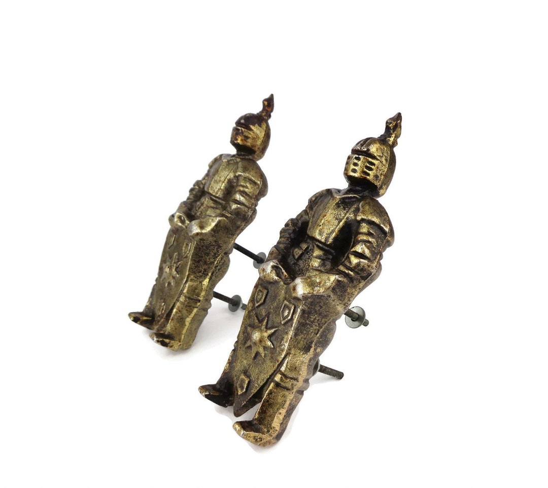Antique Knight Ornament Set, Knight Furniture Ornaments, Pair Knight ...