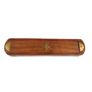 Vintage Storage Box With Brass Decoration, Wooden Incense Stick Holder ...