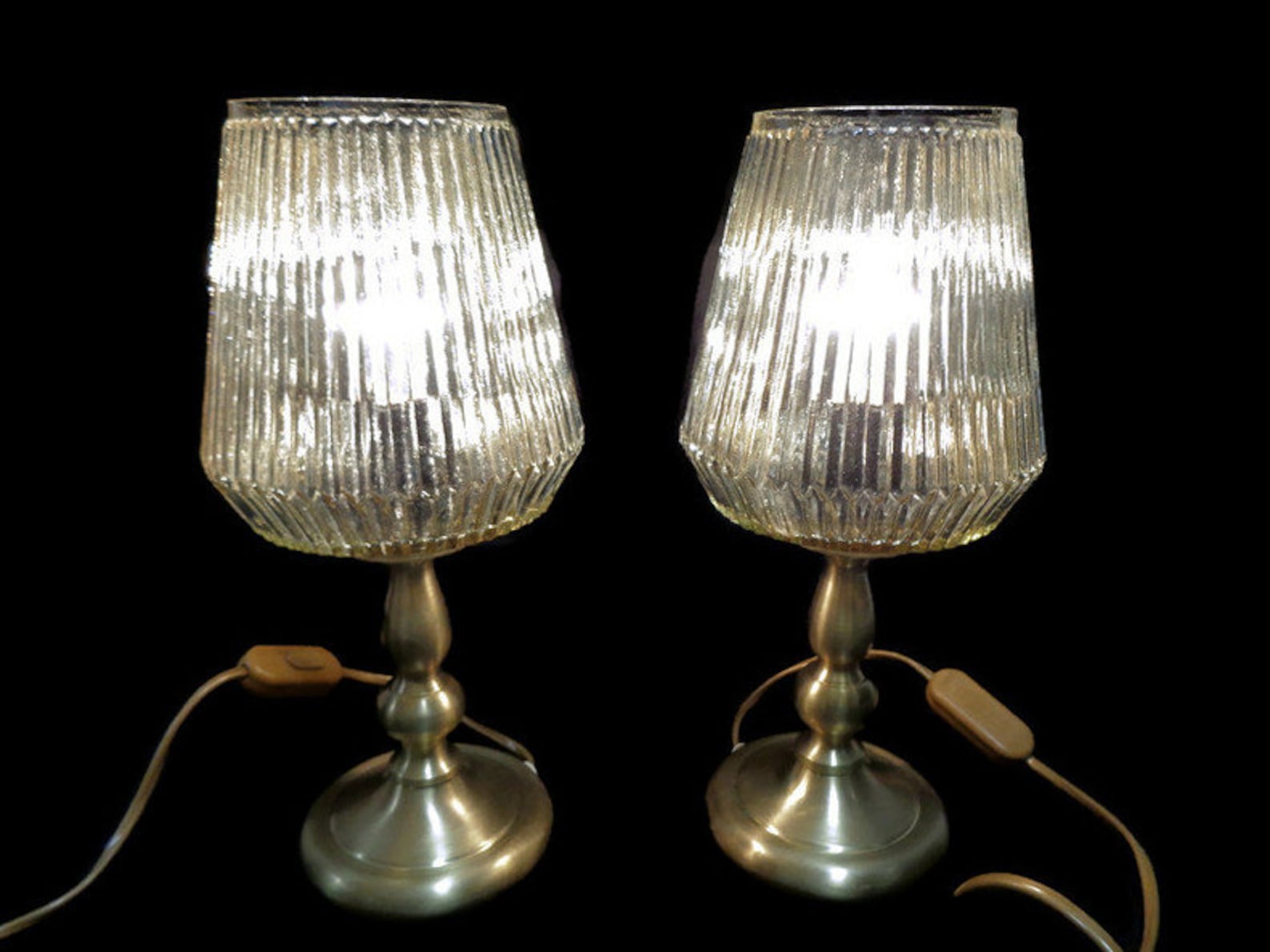 Antique Table Lamps Set, Vintage Brass Table Lamps Set, Mid Century ...