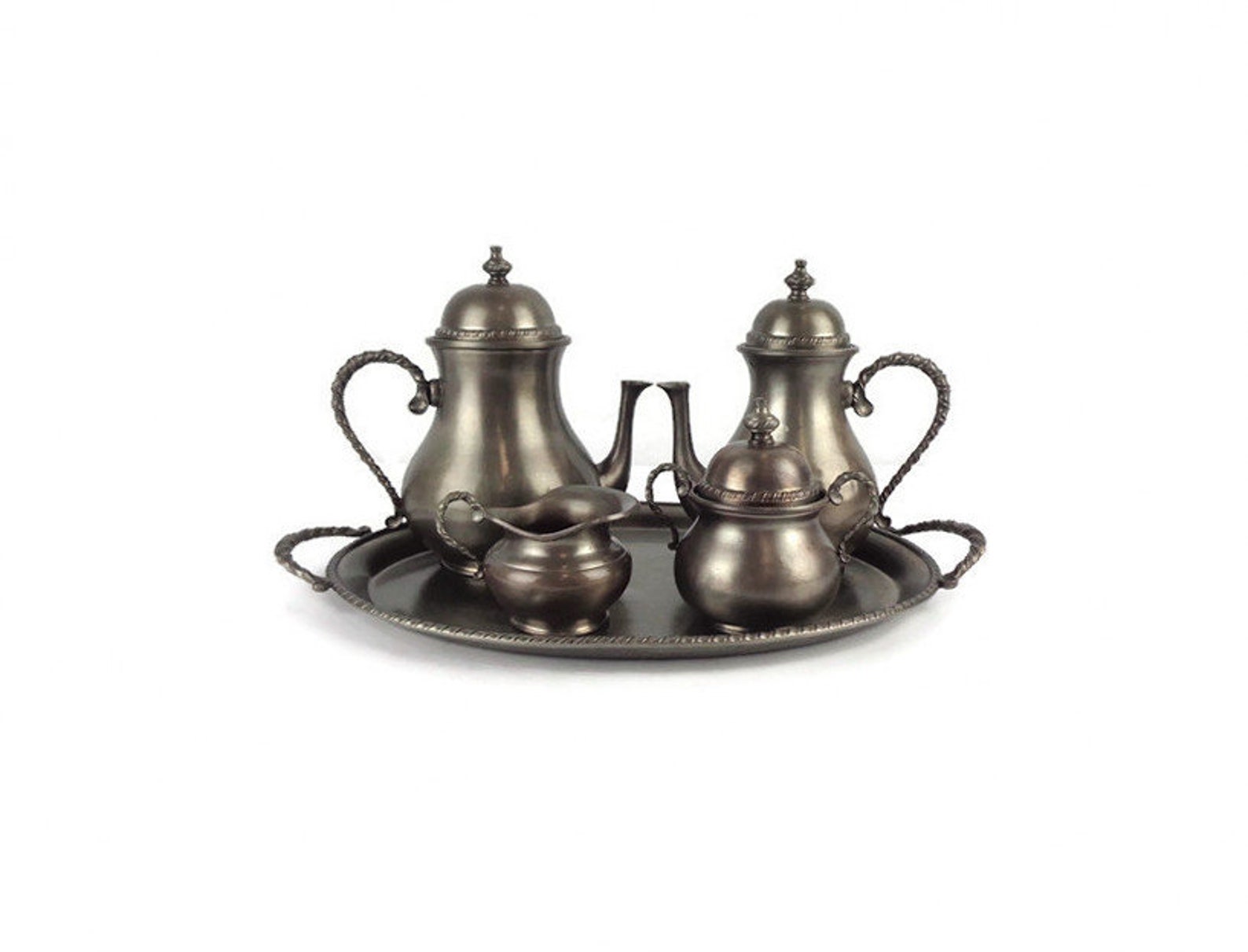 Antique Etain Tea Coffee Set, REIN ZINN Teapot Coffee Pot Sugar Bowl ...