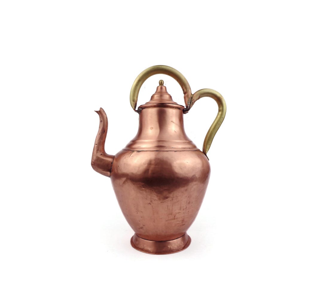 Antique Copper Jug With Brass Handles, Handmade Copper Pitcher - Etsy