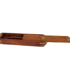 Vintage Storage Box With Brass Decoration, Wooden Incense Stick Holder ...