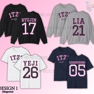 Itzy Names All Members Shirt, Itzy Sweatshirt, Yeji, Lia, Ryujin ...