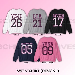 Itzy Names All Members Shirt, Itzy Sweatshirt, Yeji, Lia, Ryujin ...