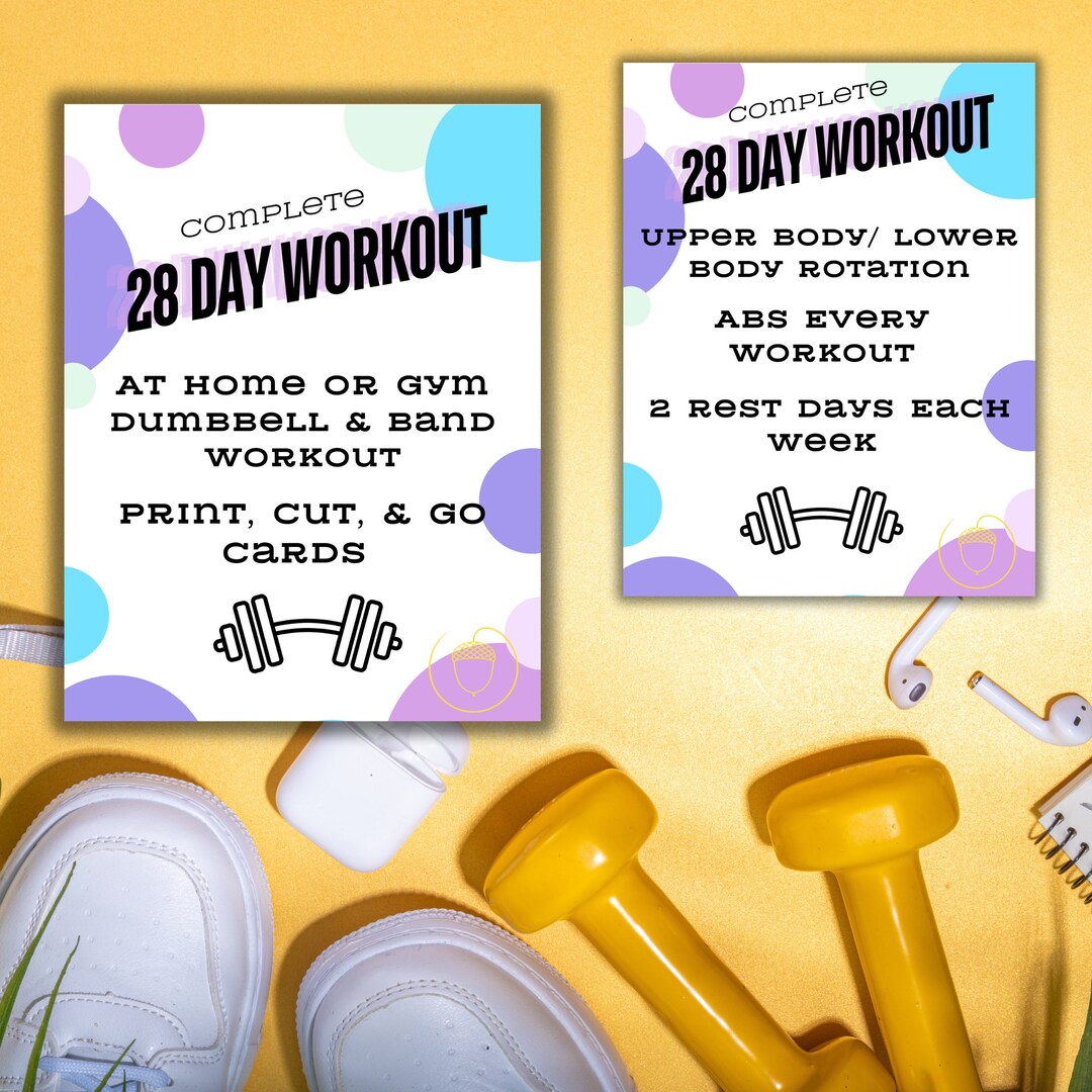 Printable Home/ Gym Dumbbell Workout Cards Cut & Go - Etsy