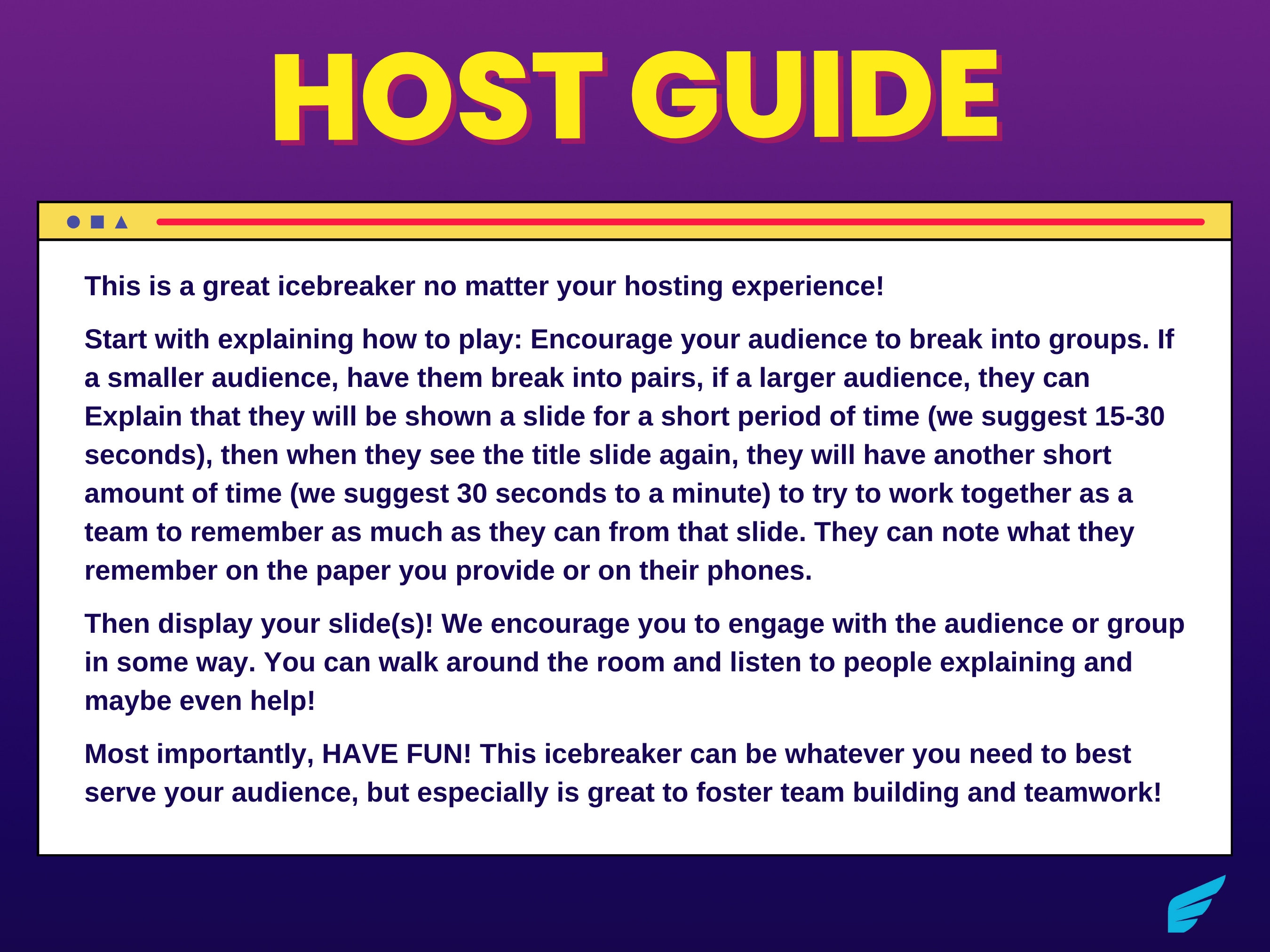 Think Fast! an EASY ICEBREAKER! Great for Virtual Game, In-person Game ...