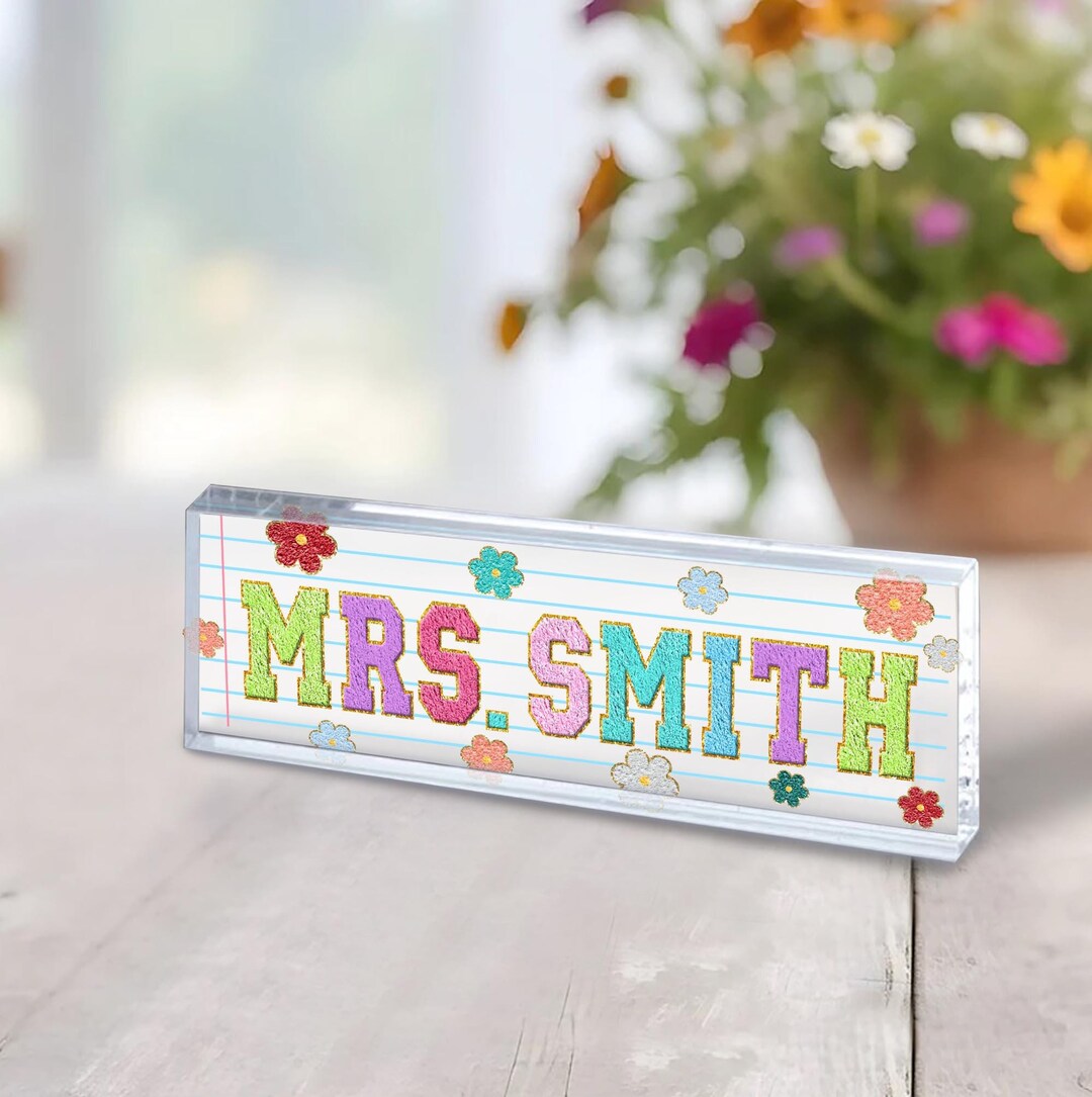 Teacher Desk Name Plate, Custom Teacher Desk Sign, Acrylic Block ...