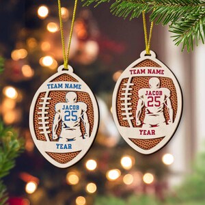 Personalized Football Player Christmas Ornament, Custom Football ...