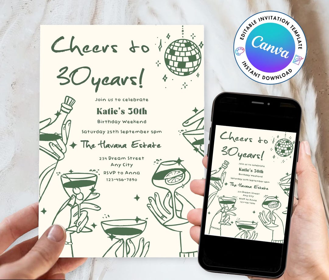 BIRTHDAY INVITE TEMPLATE | 18th 21st 30th 40th 50th | Dinner Party ...