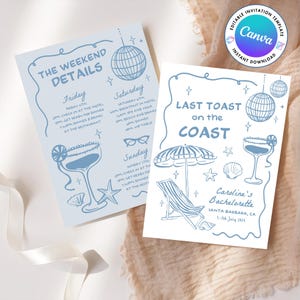 Coastal Last Toast on the Coast, 30A Bachelorette Invitation and ...